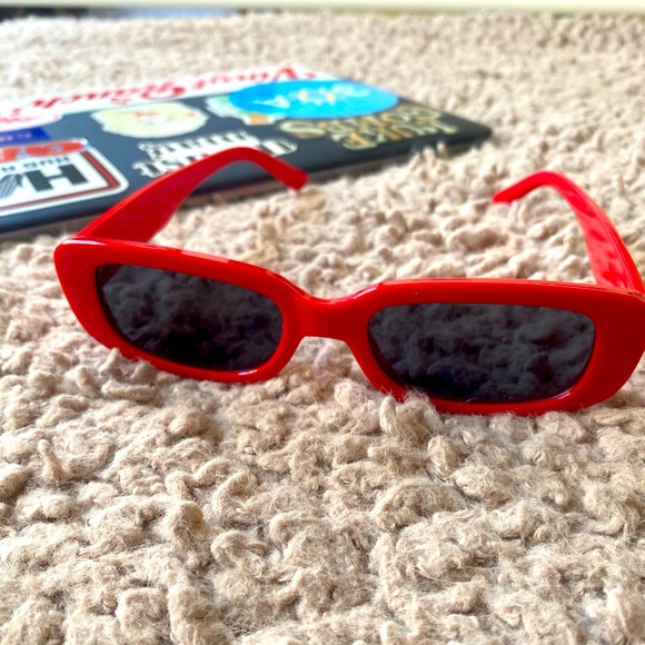 Accessories | Vintage Retro Red Rectangular Sunglasses | Poshmark